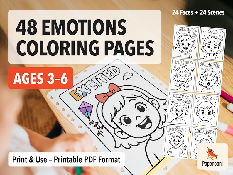 Big Feelings Coloring Pages for Kids | Printable Emotions PDF | Calm ...