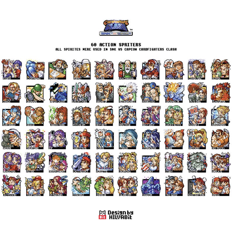 SNK Vs Capcom Action Sprite Pack | 60 Pixel Characters | Vector ...