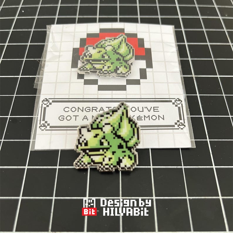 Pixel Pokémon Starter Pins – 8-bit Bulbasaur, Charmander & Squirtle - Etsy