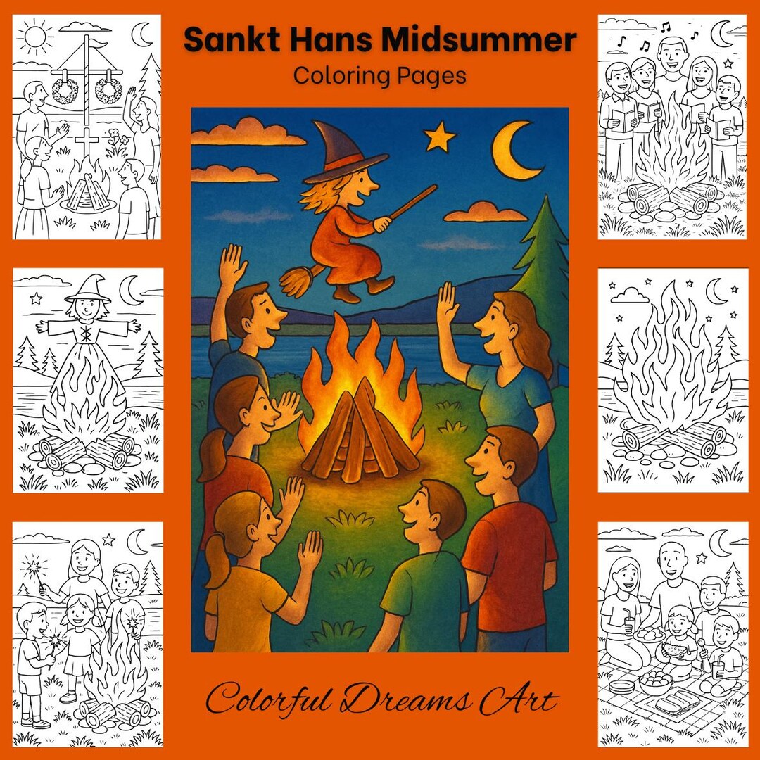 Sankt Hans Midsummer (coloring Pages) – 15 Printable Festival Designs ...
