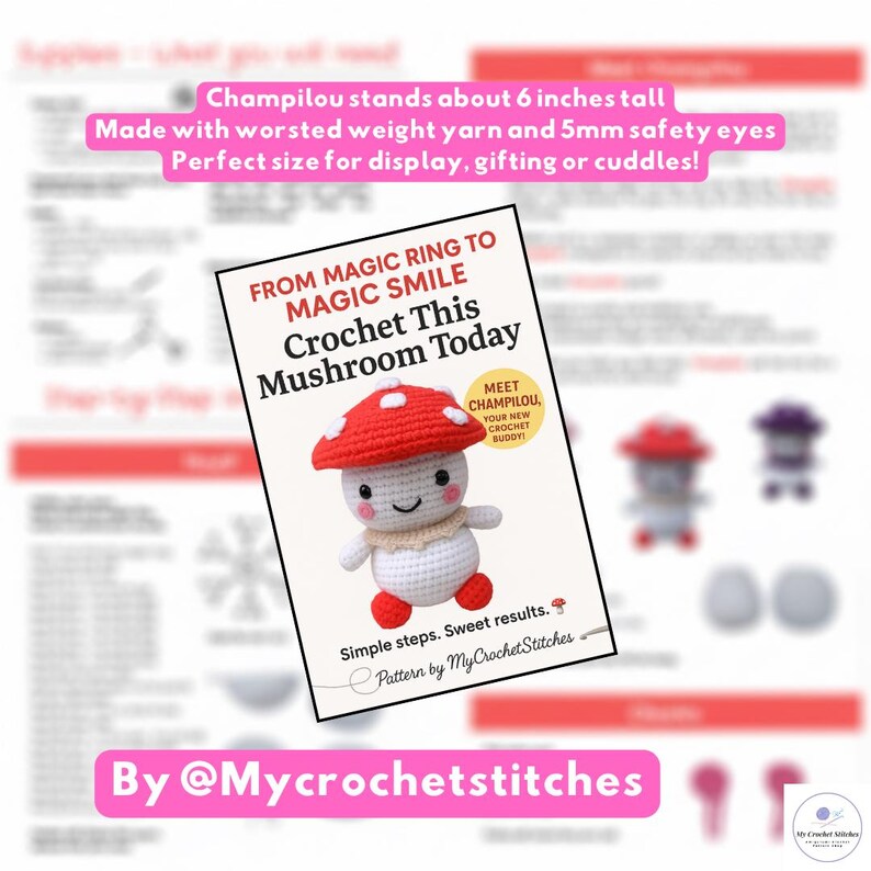 Mini Mushroom Guy Kawaii Amigurumi Crochet Pattern PDF, Cottagecore ...