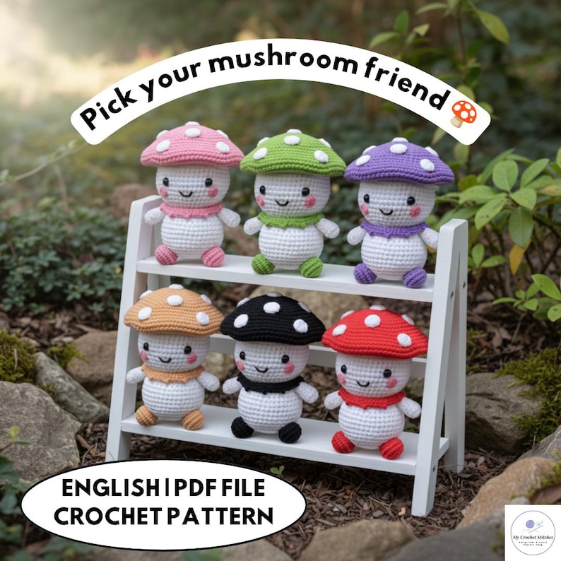 Mini Mushroom Guy Kawaii Amigurumi Crochet Pattern PDF, Cottagecore ...