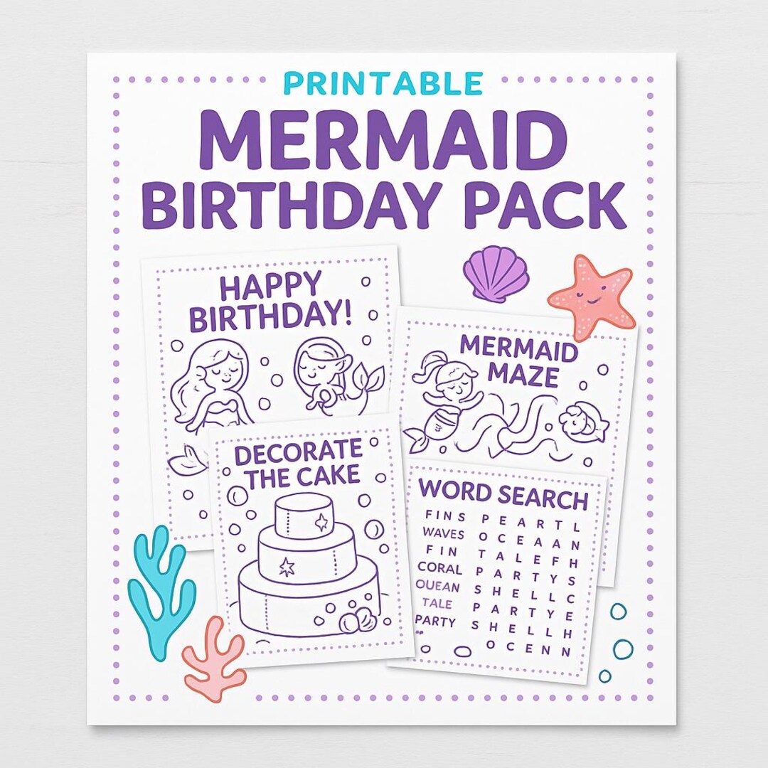 Mermaid Birthday Party Printables – Instant Download Girl Party ...