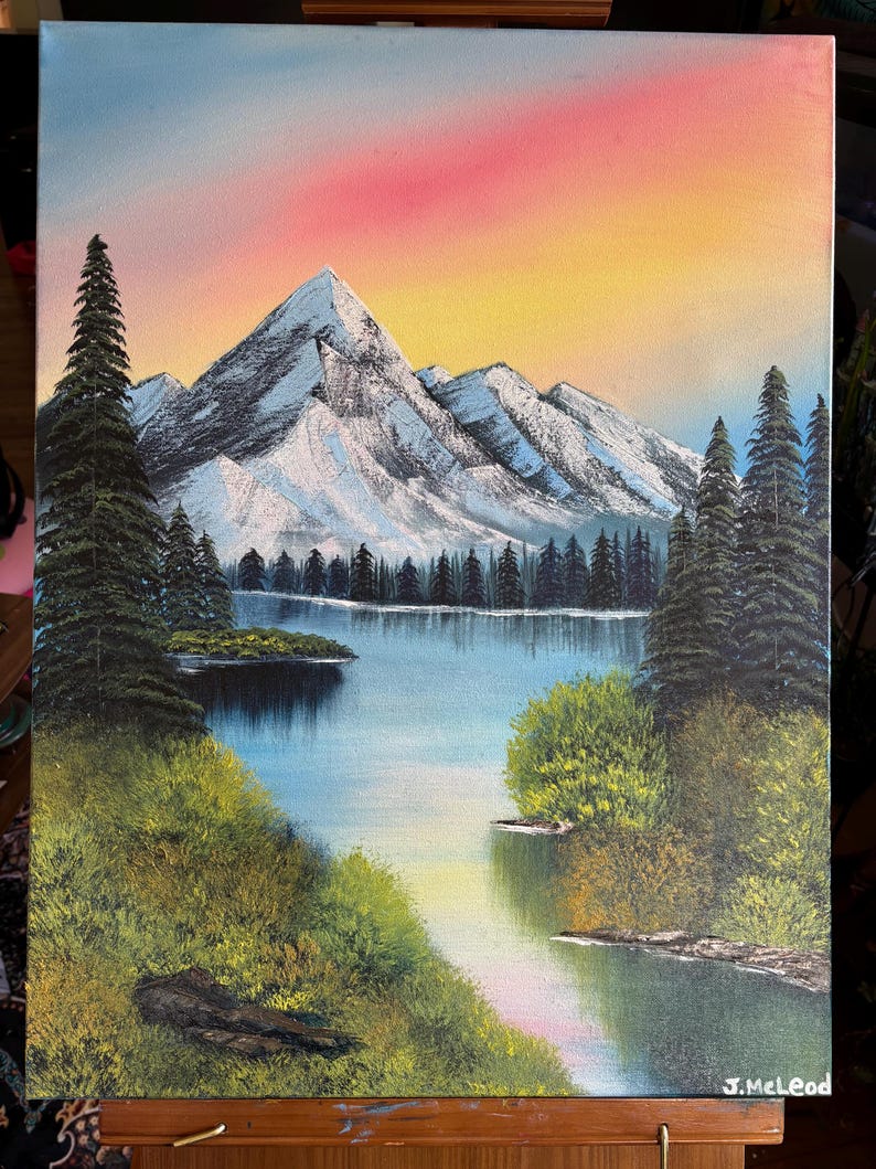 Bob Ross Inspired Oil Painting 18x24 - Etsy