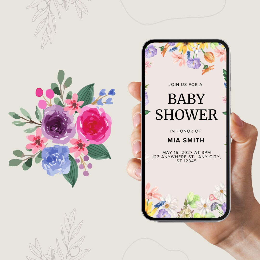 Baby in Bloom Baby Shower Invitation Baby Boom Invite Editable ...