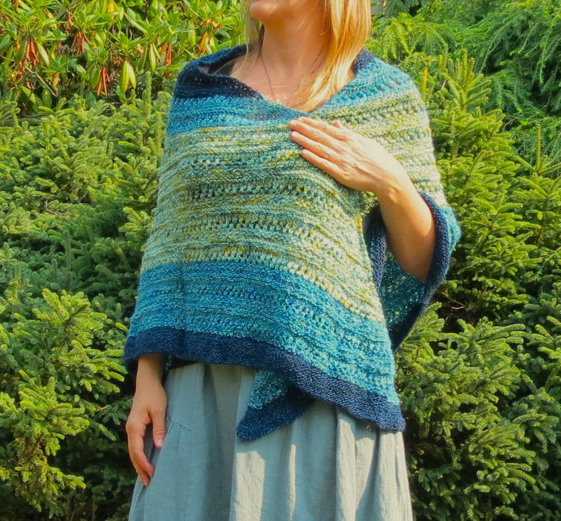Merino Hand Knit Lace Wrap- 'seashore' - Etsy
