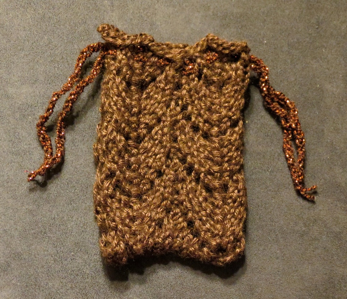 Silk Bamboo Hand Knit Small Gift Pouch- Dark Chocolate Brown - Etsy