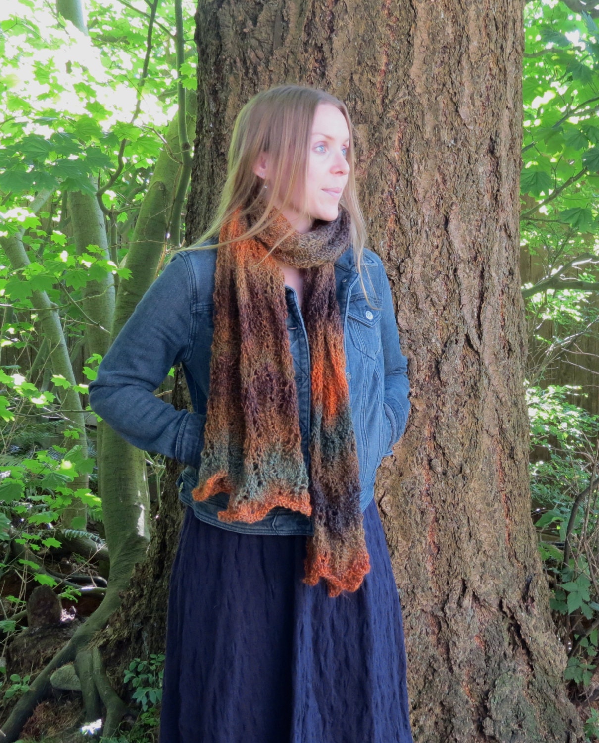 Fall Foliage Lace Wrap Hand Knit Shawl Scarf - Etsy