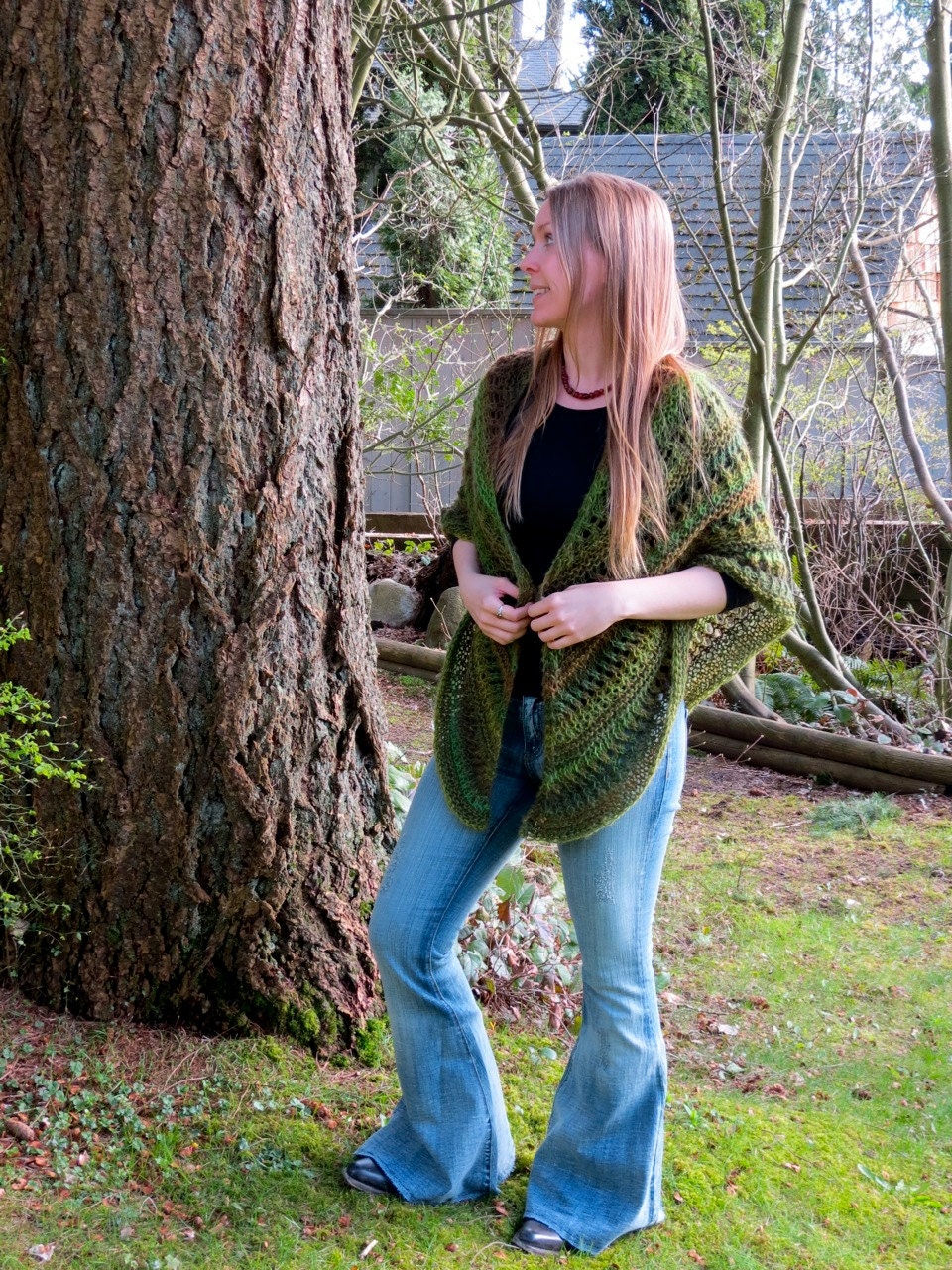 Rainforest Wrap Hand Knit Shawl - Etsy