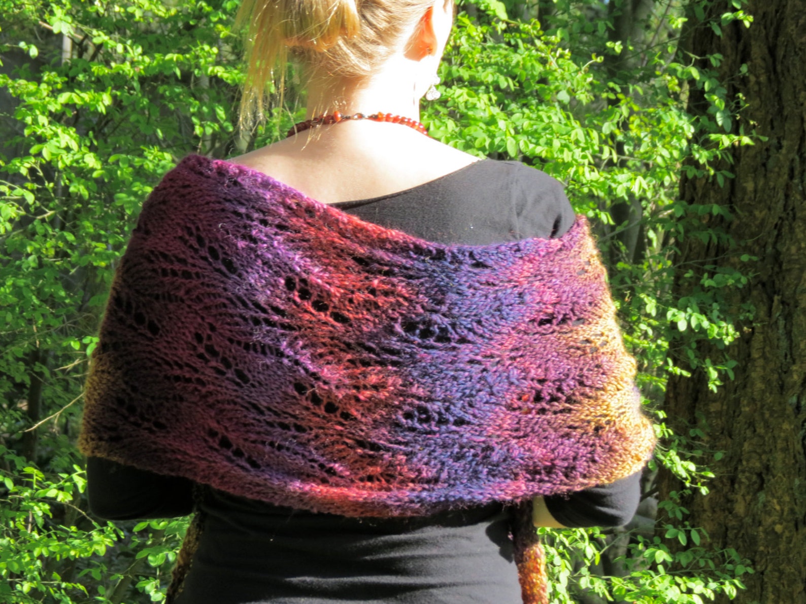Sunset Lace Wrap Vibrant Hand Knit Shawl Scarf - Etsy