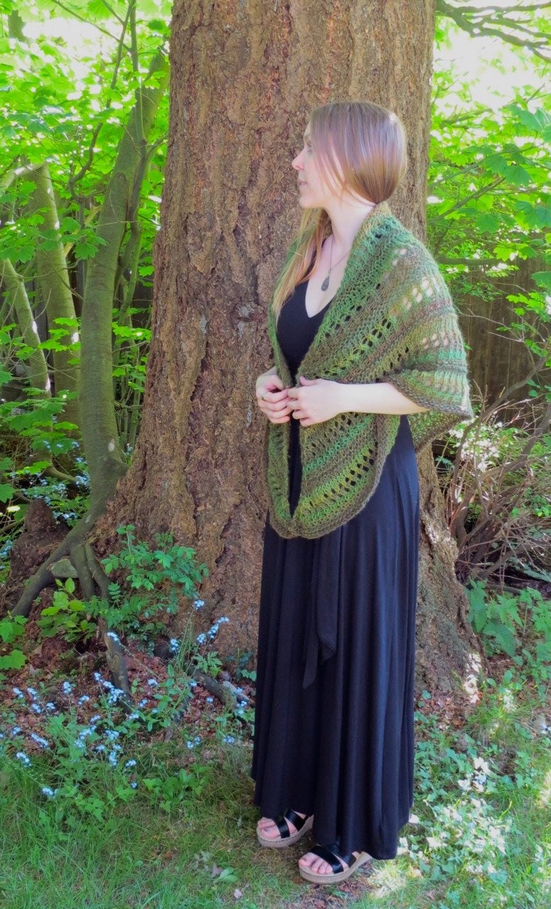 Rainforest Wrap Hand Knit Shawl - Etsy
