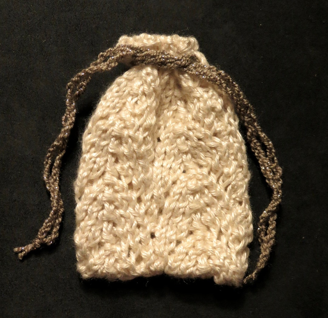 Silk Bamboo Hand Knit Small Gift Pouch in 'ivory' - Etsy