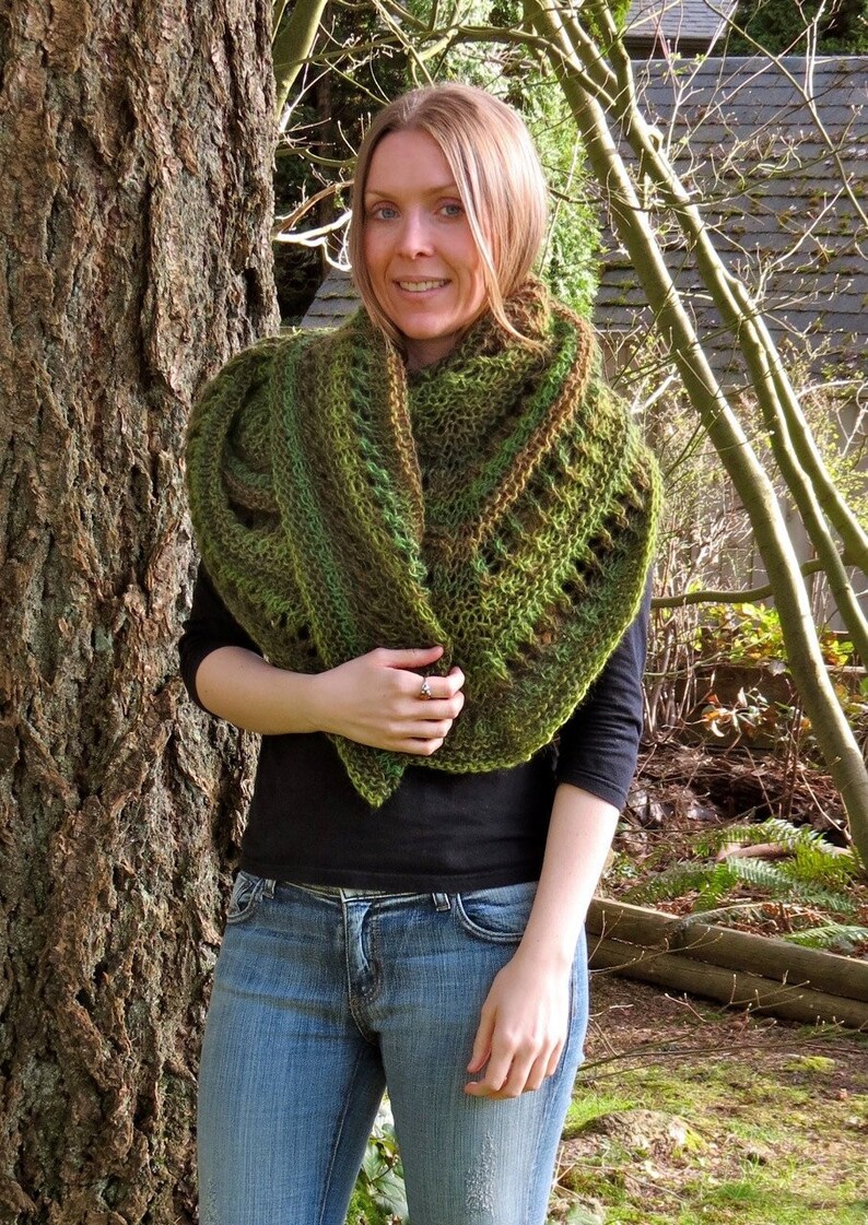 Rainforest Wrap Hand Knit Shawl - Etsy