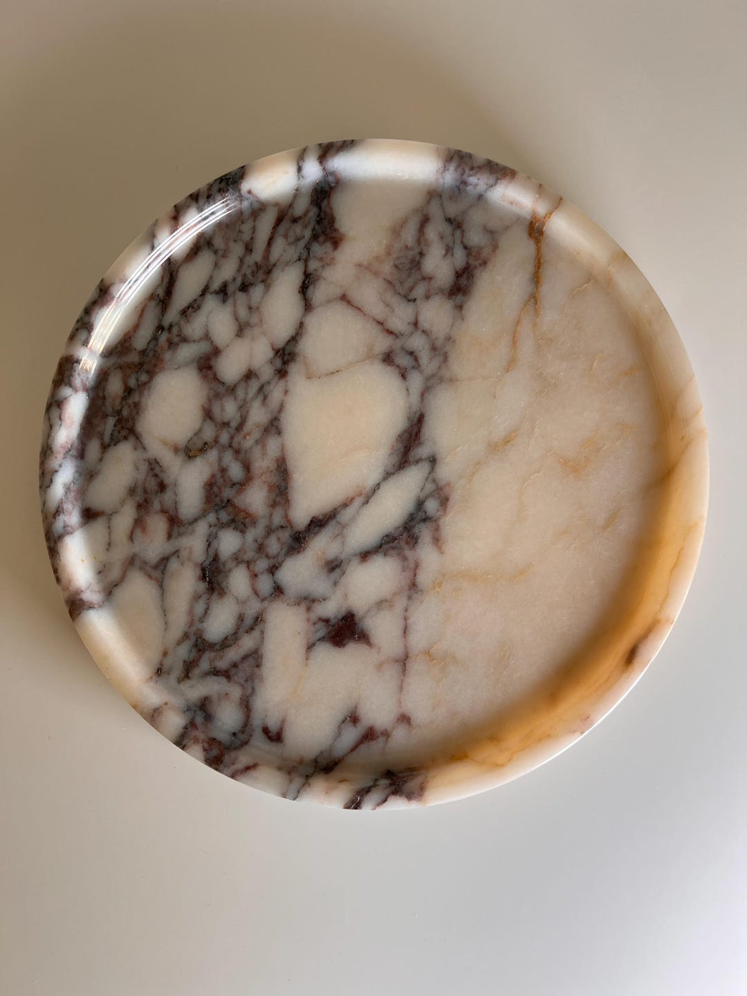 27 Cm Rond Marmeren Dienblad - Calacatta Marmer - Handgemaakt ...