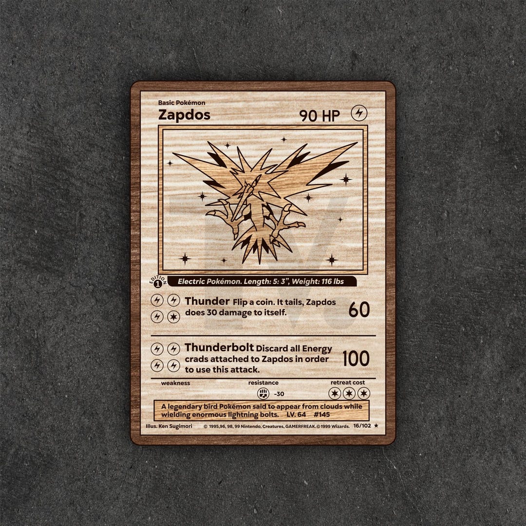Zapdos Pokemon Card Vector for Laser Cutter, SVG PDF Vector Files ...