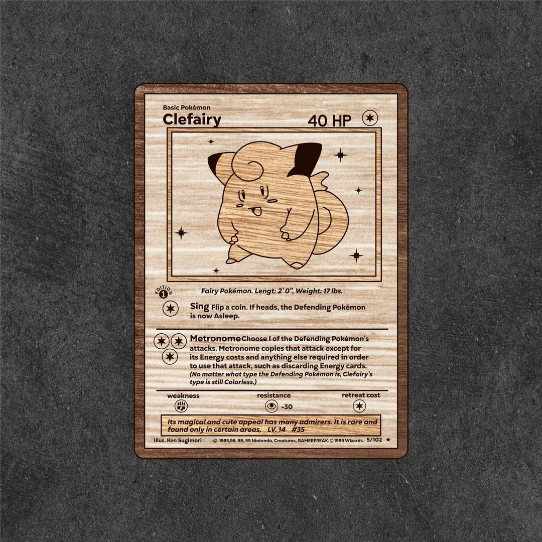 Clefairy Pokemon Cards Vector for Laser Cutter, SVG PDF Vector Files ...