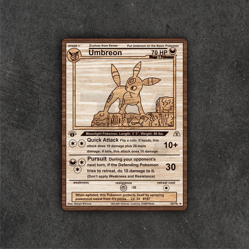 Umbreon Laser Cut File: PDF & SVG, Multilayer Card Template - Etsy
