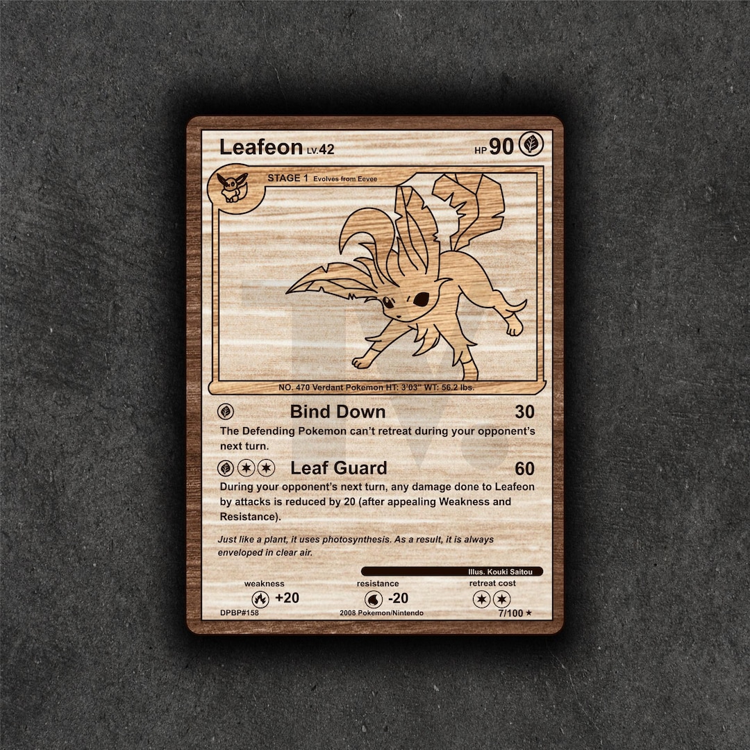 Leafeon Pokemon Card Vector for Laser Cutter, SVG PDF Vector Files ...