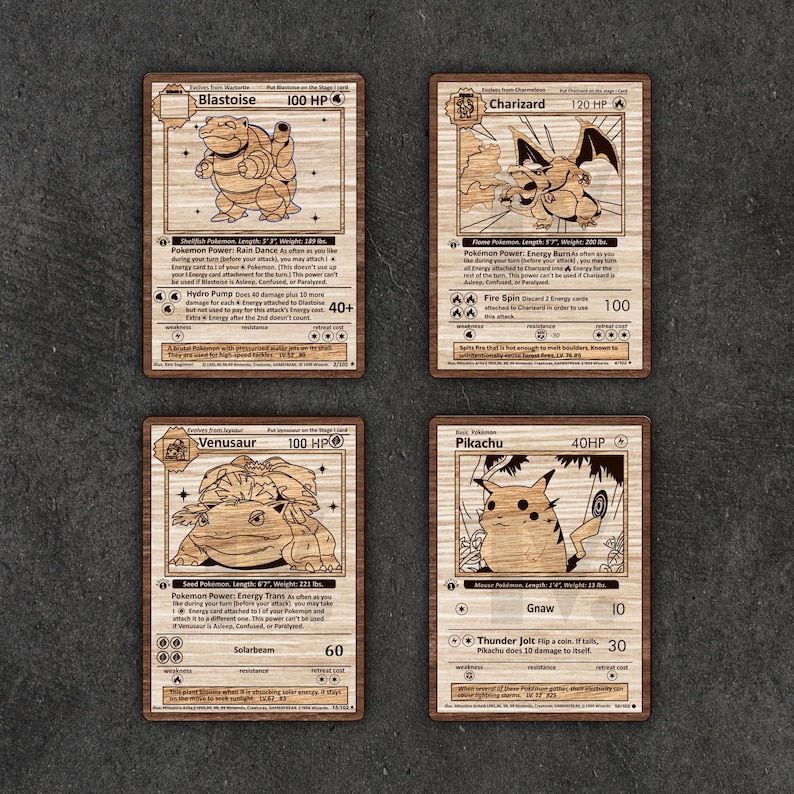 4 Pokemon Cards Vector File for Laser Cutting Svg Pdf Charizard ...