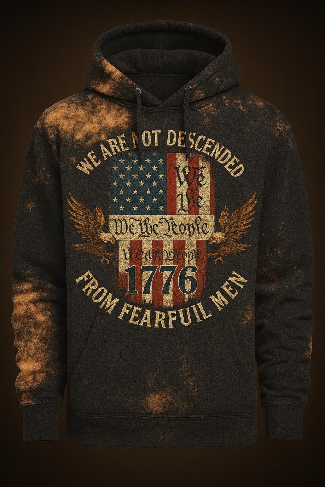 Veteran 1776 Hoodie – We the People Flag Hoodie – Bleached Patriotic ...