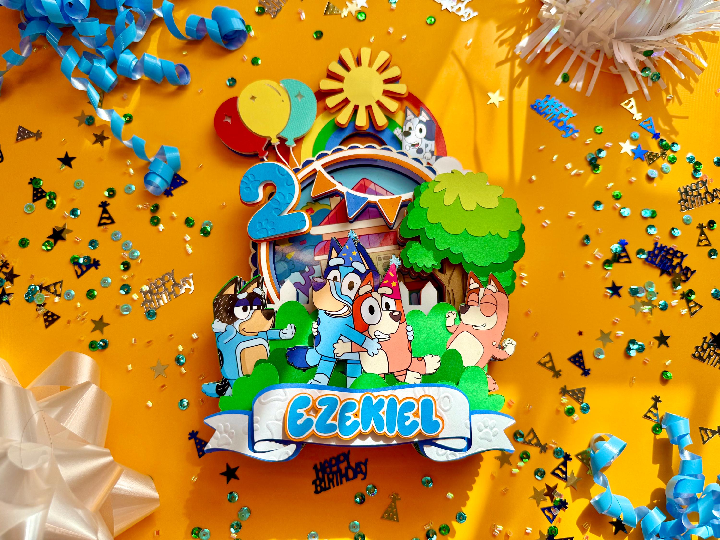 Bluey Cake Topper – Custom Name & Age – Bluey Birthday Party Decoration ...