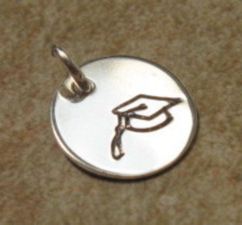 Sterling Handstamped Graduation Cap Charm - Etsy