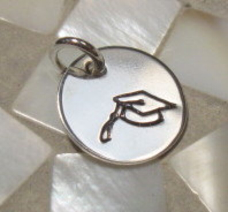 Sterling Handstamped Graduation Cap Charm - Etsy