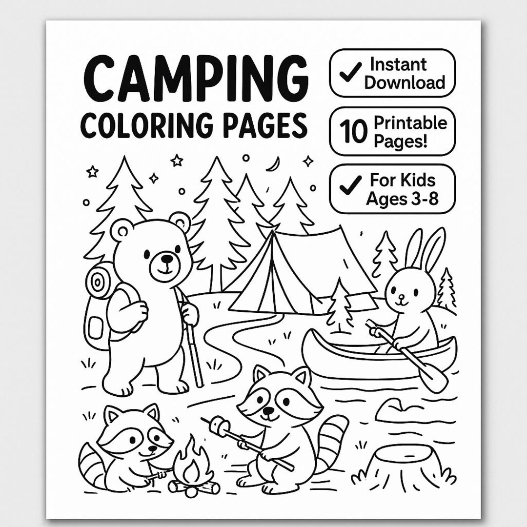 Camping Coloring Pages for Kids – 11 Cute Woodland Animal Printables ...