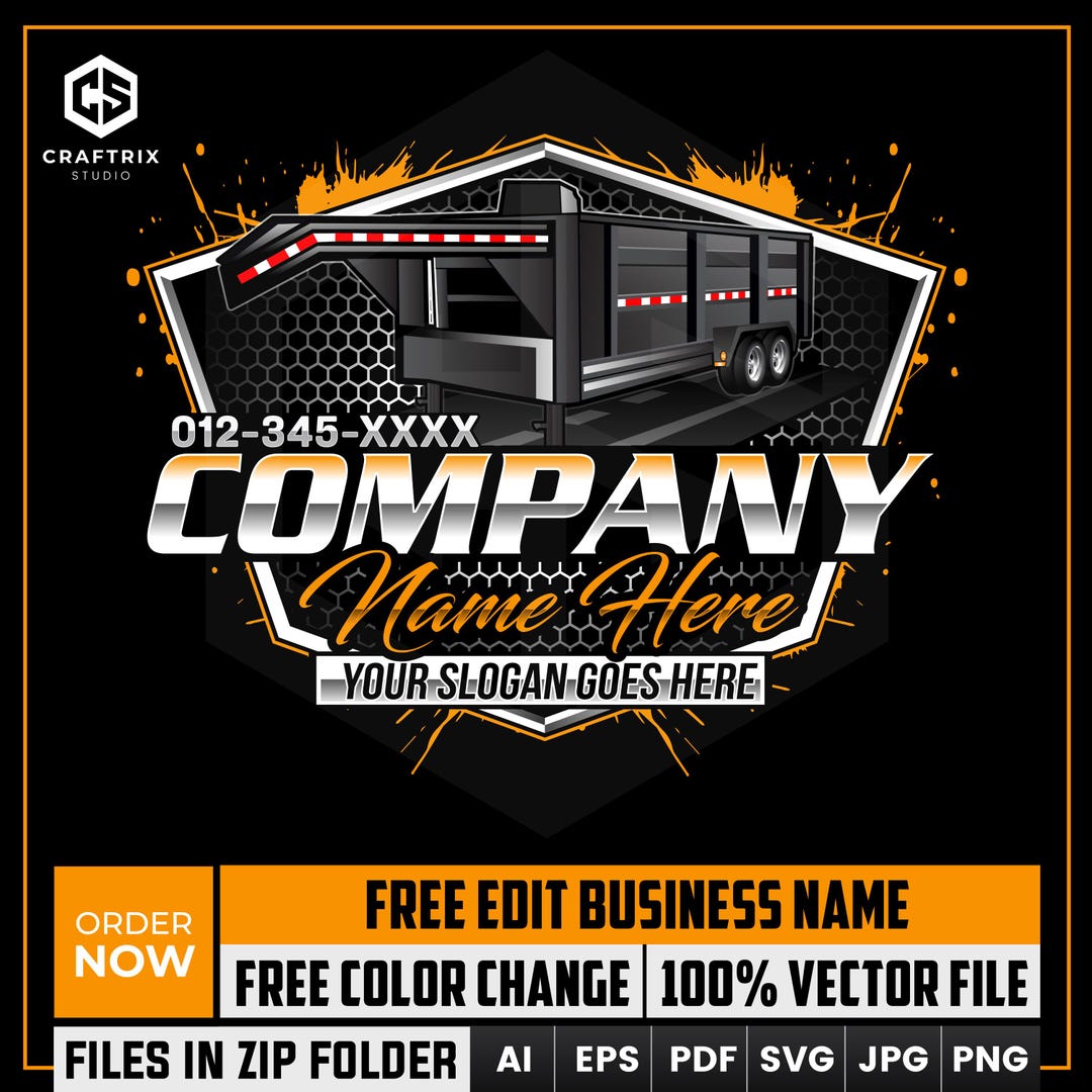 Dump Trailer Logo, Rental Logo, Automotive Logo, Roll off Trailer ...