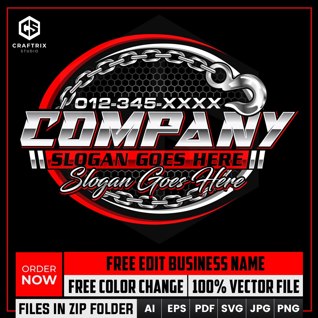 Tow Truck Logo Design, Custom Towing Logo, Flatbed Towing Logo, Tow ...