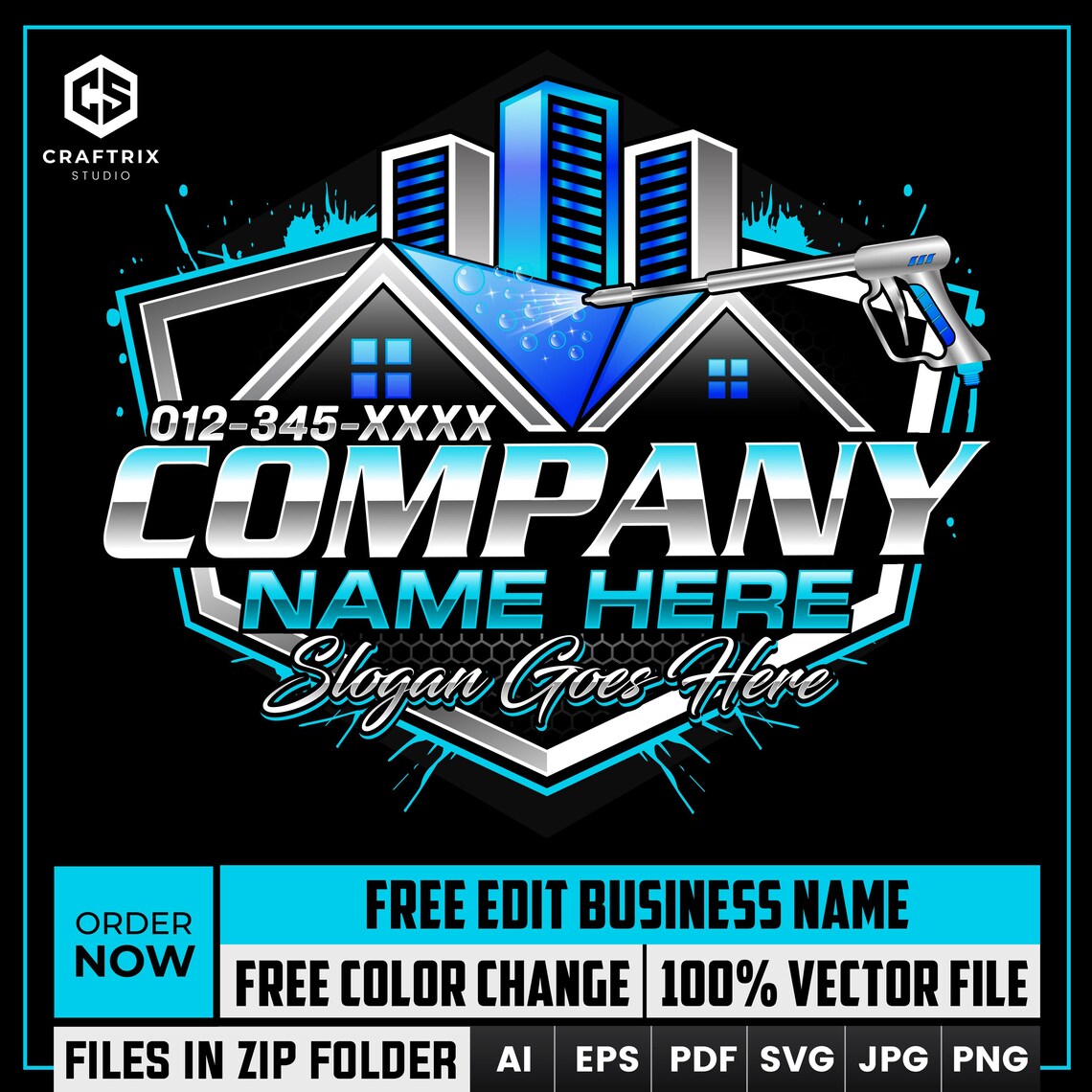 Pressure Washing Business Logo Design Svg Png, Power Washing Logo ...