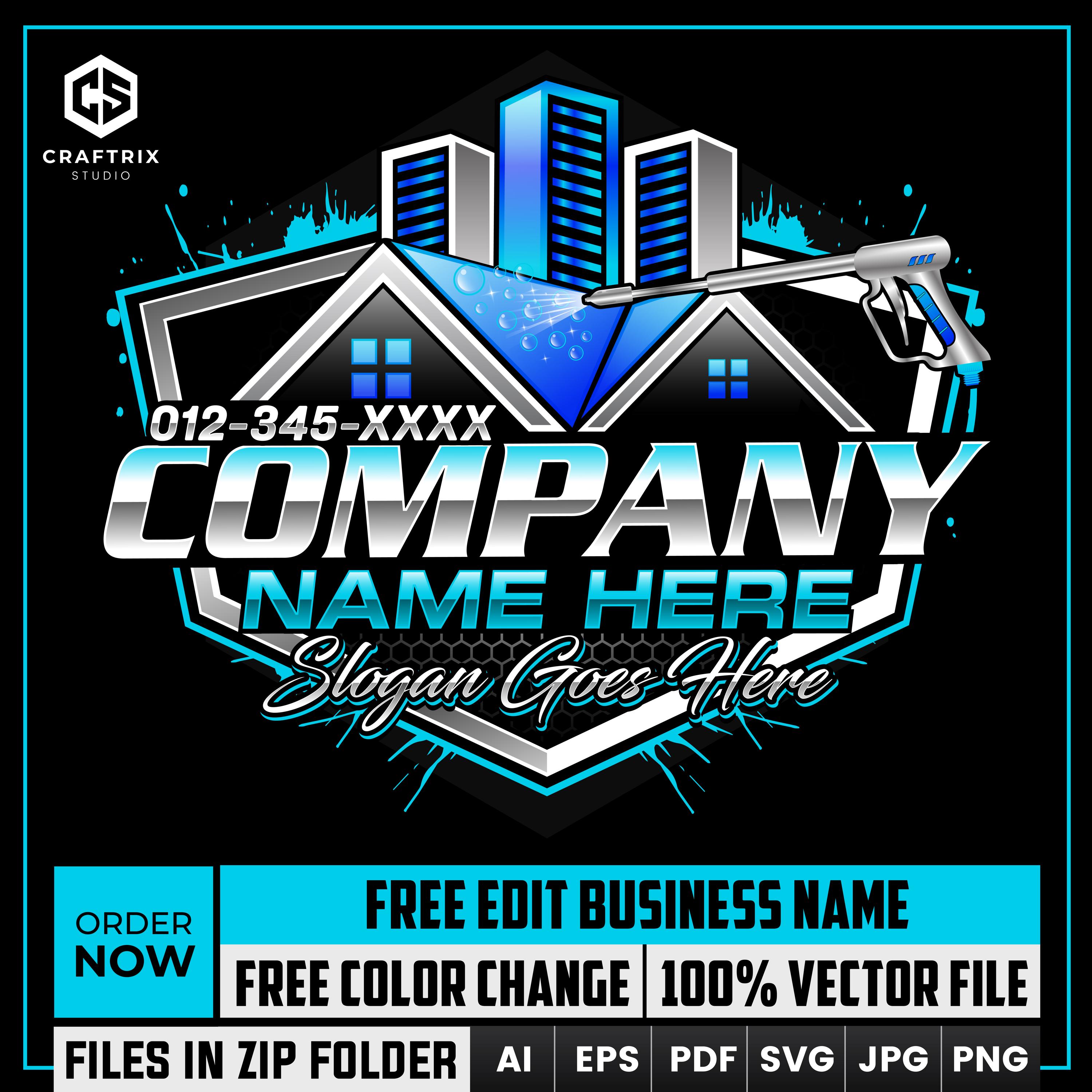 Pressure Washing Business Logo Design Svg Png, Power Washing Logo ...