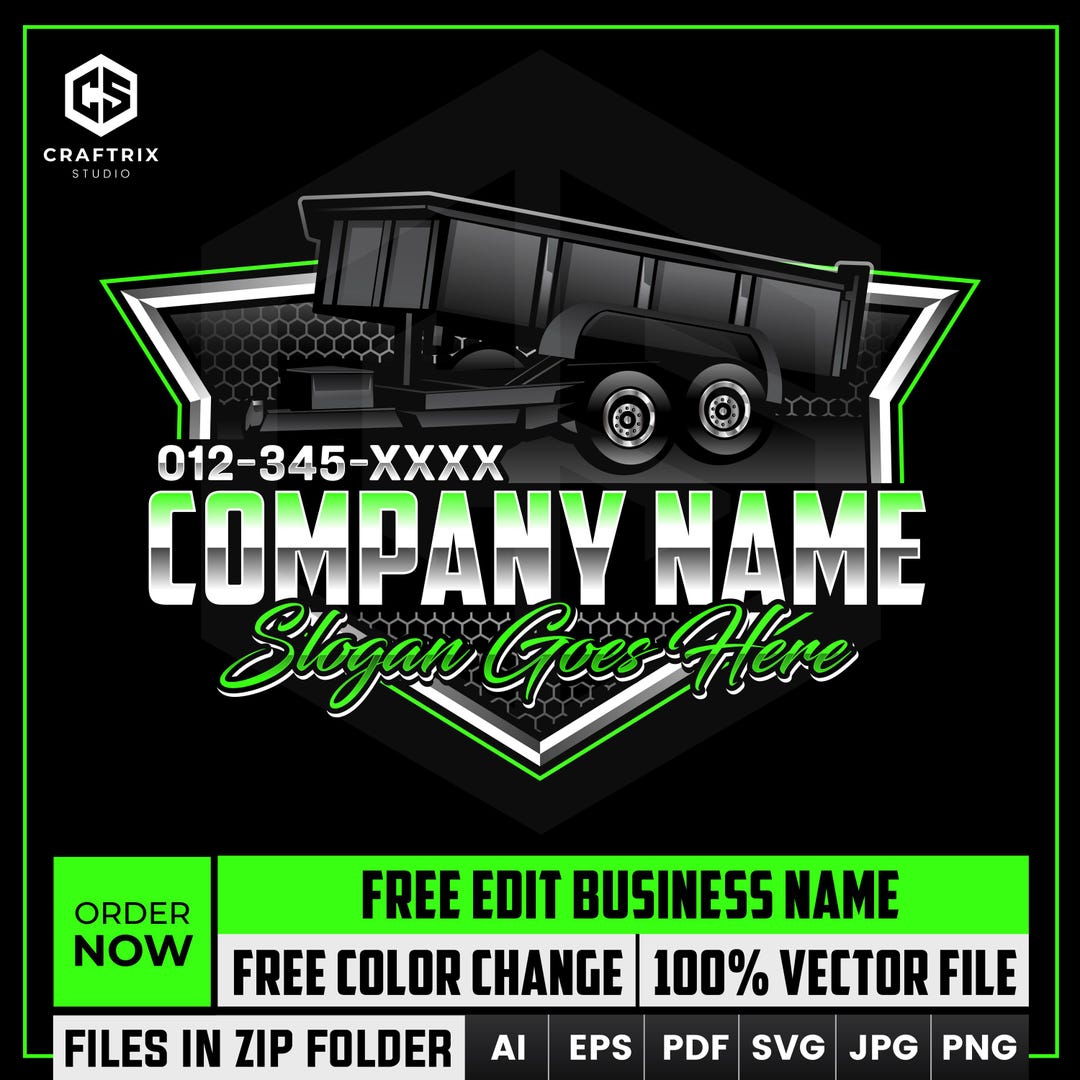 Dump Trailer Logo Design, Construction Logo, Hauling Logo, Industrial ...
