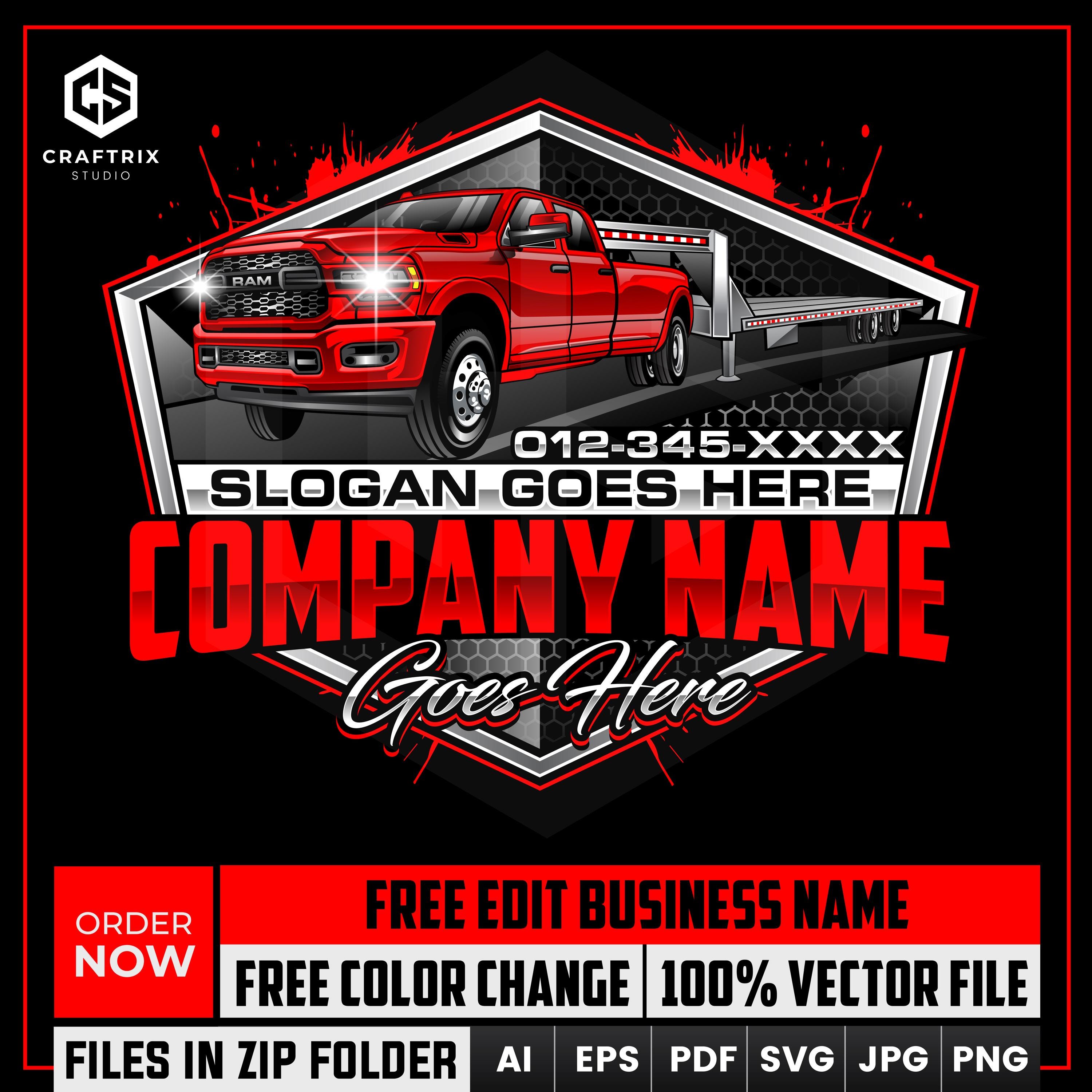 Hotshot Trucking Logo Design, Ram 3500 Dually Truck With Flatbed ...
