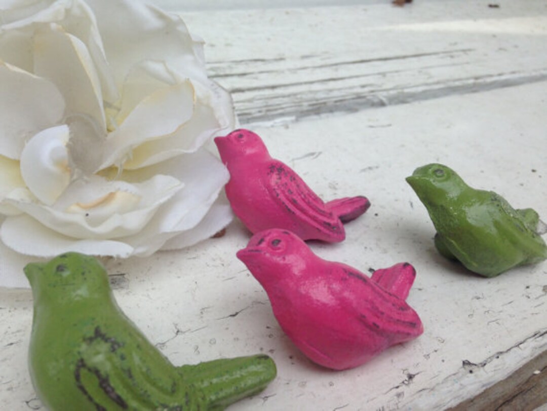 Drawer Pulls / Drawer Knobs / Bird Knobs, Shabby Chic Knobs / Bird Drawer Pulls/ Pink Knobs ...