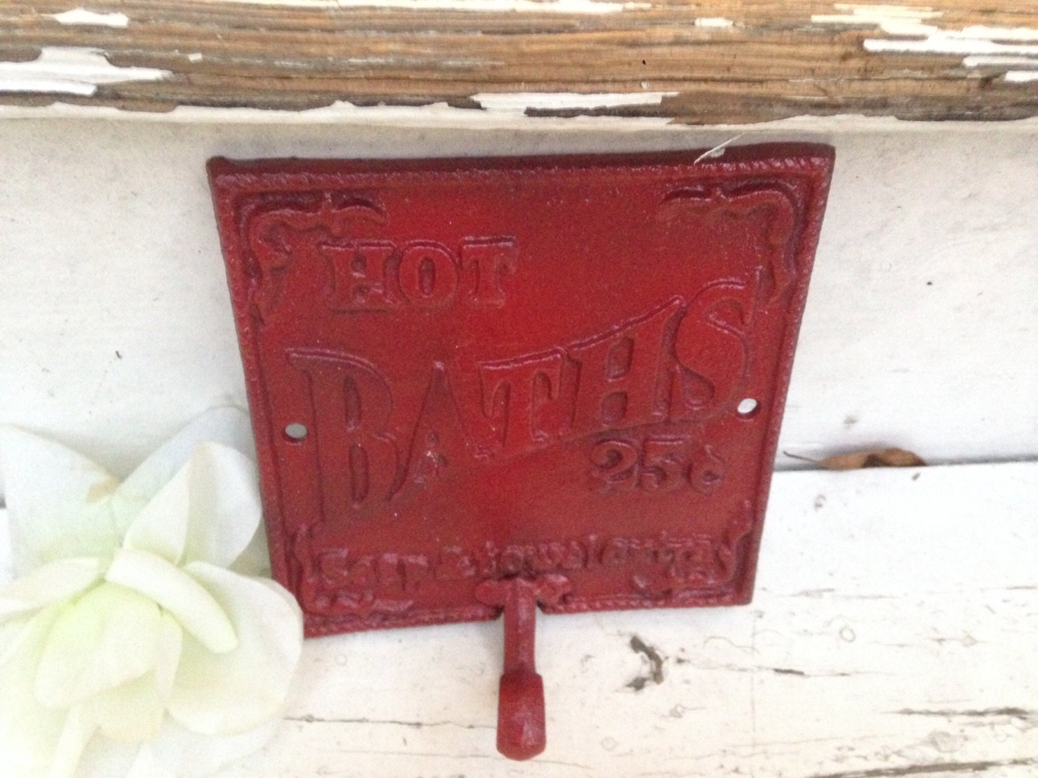 Cast Iron Wall Decor / Hot Baths Sign / Cast Iron Bath Sign | Etsy