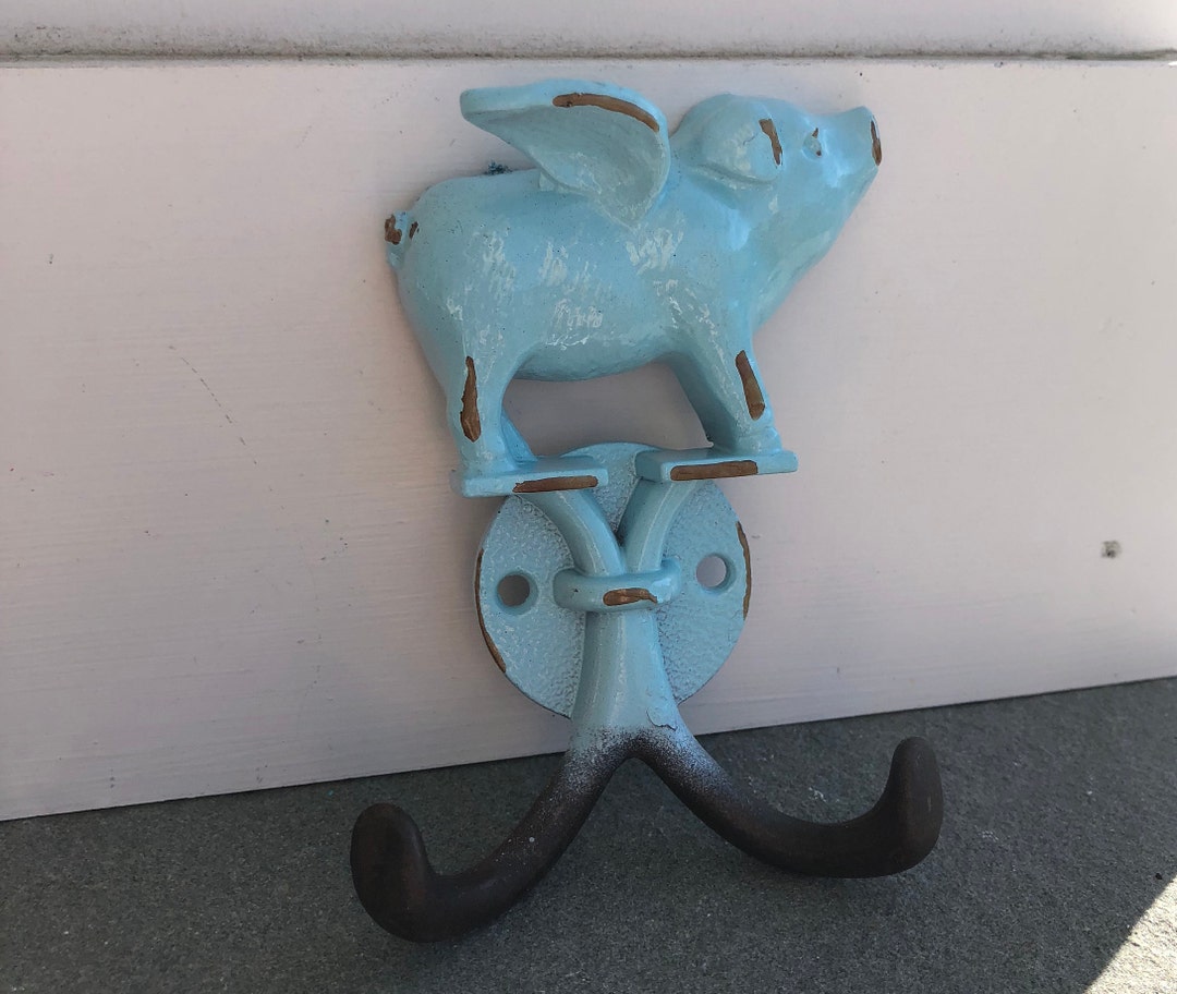 Pig Hook/ Wall Hook/ Pig Wall Hanger/ Piggy Wall Hook/ Blue Pig/ Home ...