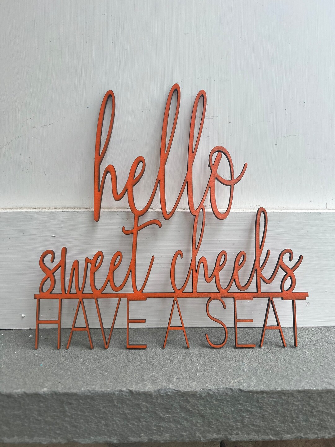 Hello Sweet Cheeks Wall Sign, Housewarming Gift, Home and Garden Decor ...