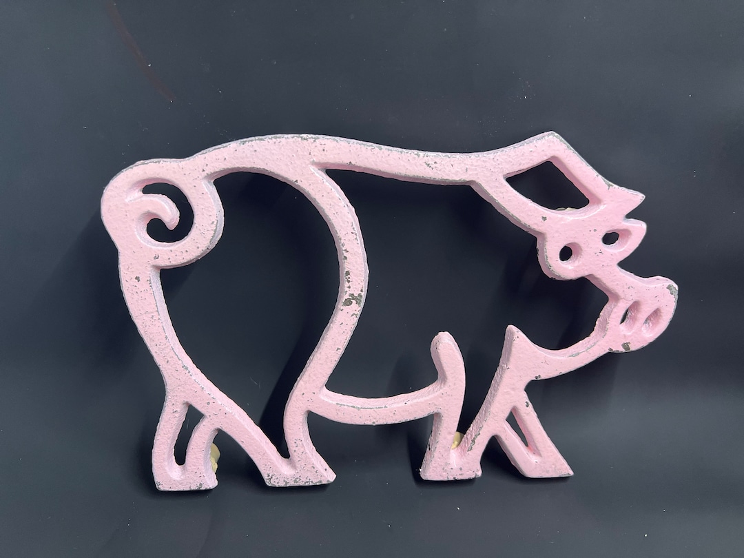 Pig Trivet/ Cast Iron Pig Trivet/ Distressed Trivet/ Shabby Chic Decor ...