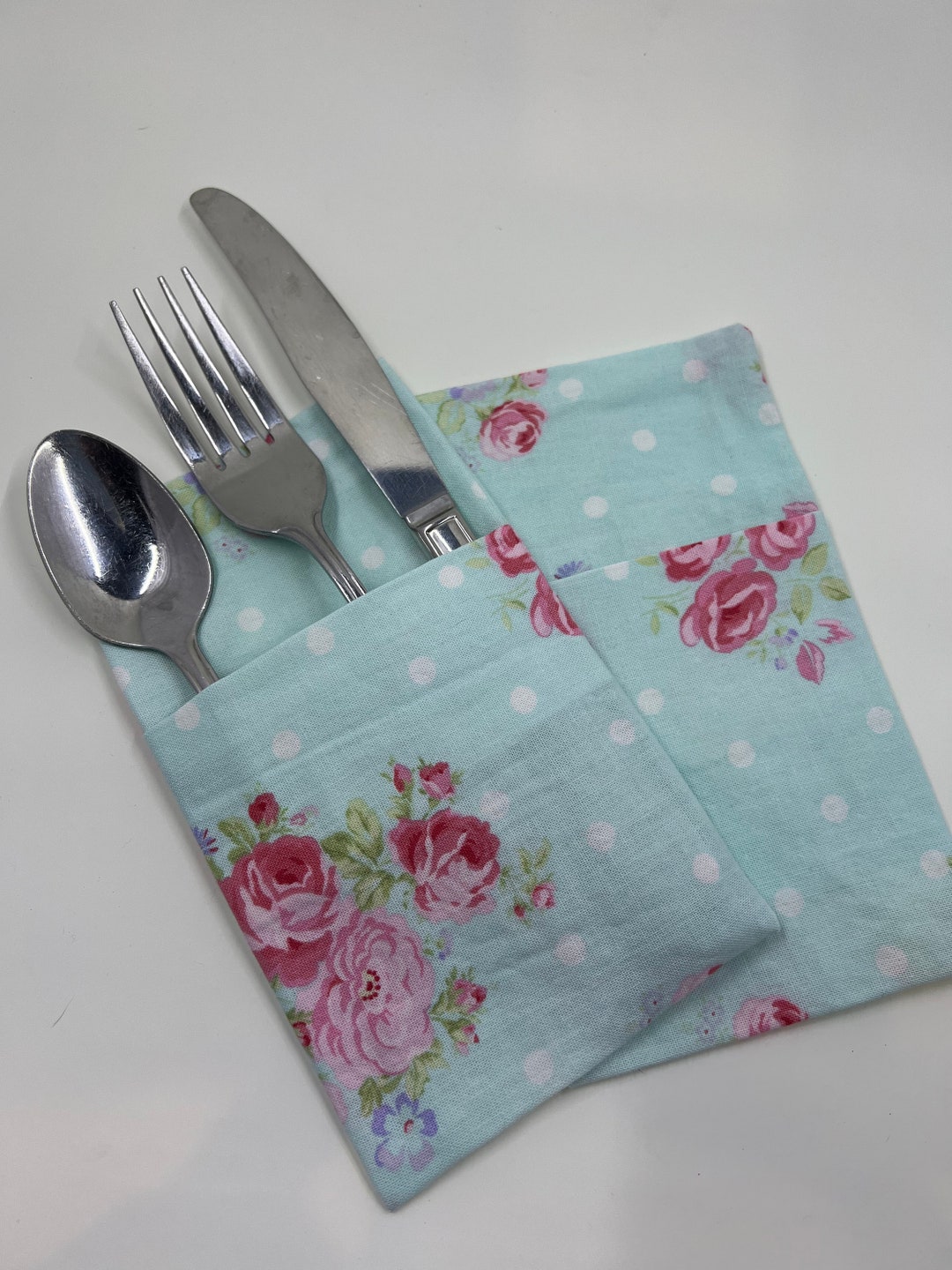 Silverware Holder, Utensile Holder, Fabric Silverware Holder, Shabby ...