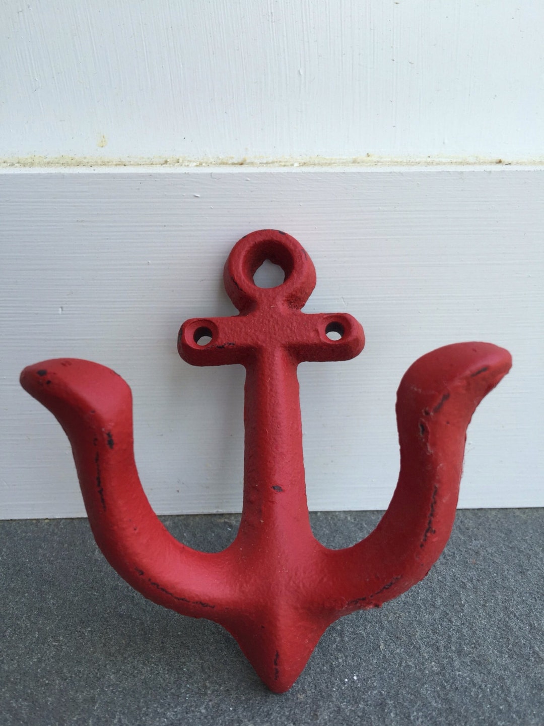 Red Cast Iron Anchor Hook: Nautical Beach Decor - Etsy