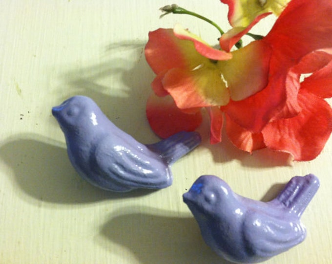 Drawer Pulls, Drawer Knobs, Lavender Satin Shabby Chic Knobs, Bird Knobs Set of 2 Knobs - Etsy