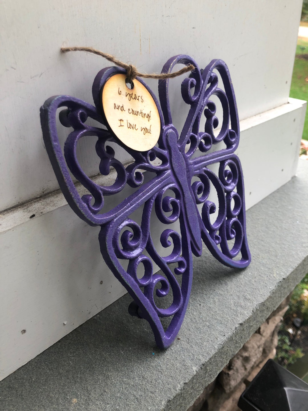 Butterfly Trivet/ Cast Iron Butterfly Trivet/ Distressed Trivet/ Shabby ...