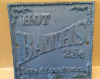 Cast Iron Wall Decor / Hot Baths Sign / Cast Iron Bath Sign - Etsy