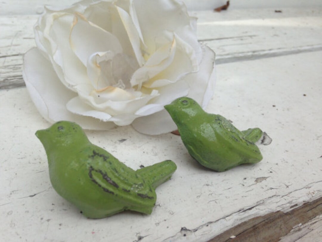 Bird Drawer Pulls / Drawer Knobs / Bird Knobs/ Shabby Chic Knobs / Set of 2 Knobs/ Green Knobs ...