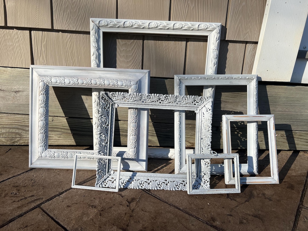 Shabby Chic Distressed White Wall Frames: Vintage Decor, Set of 7 - Etsy
