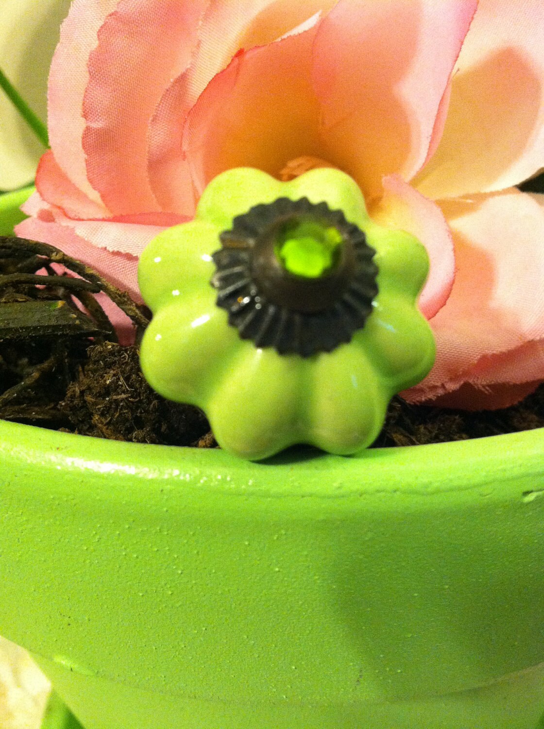 Drawer Pulls / Drawer Knobs / Apple Green Shabby Chic Knobs / | Etsy