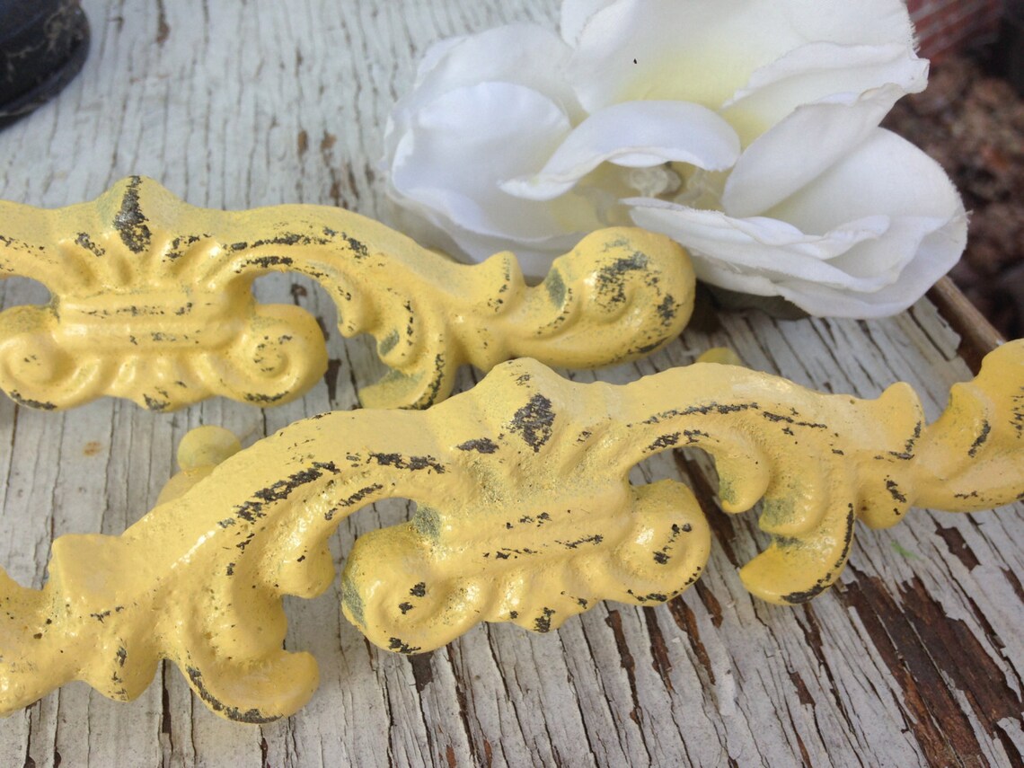 Drawer Pulls Drawer Knobs Set of 2 drawer pulls YellOw | Etsy