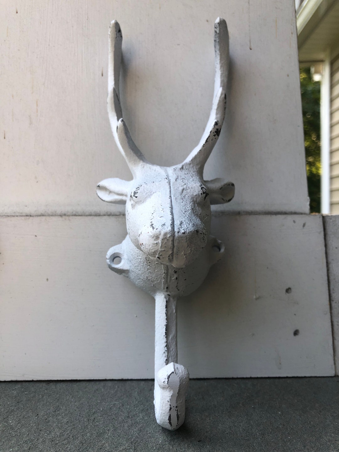 Distressed White Cast Iron Deer Wall Hook: Shabby Chic Decor - Etsy