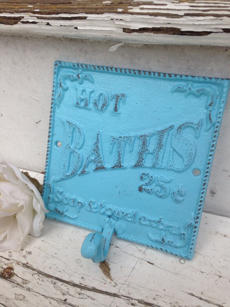 Cast Iron Wall Decor / Hot Baths Sign / Cast Iron Bath Sign - Etsy